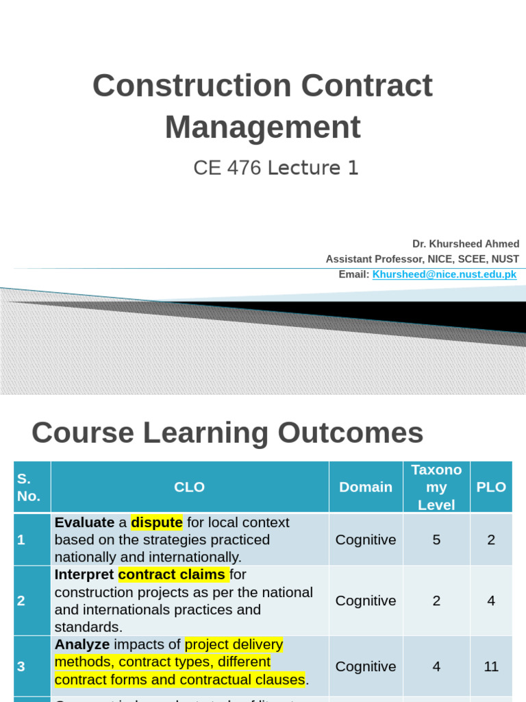 Construction Contract Management Overview | PDF | Offer And Acceptance ...