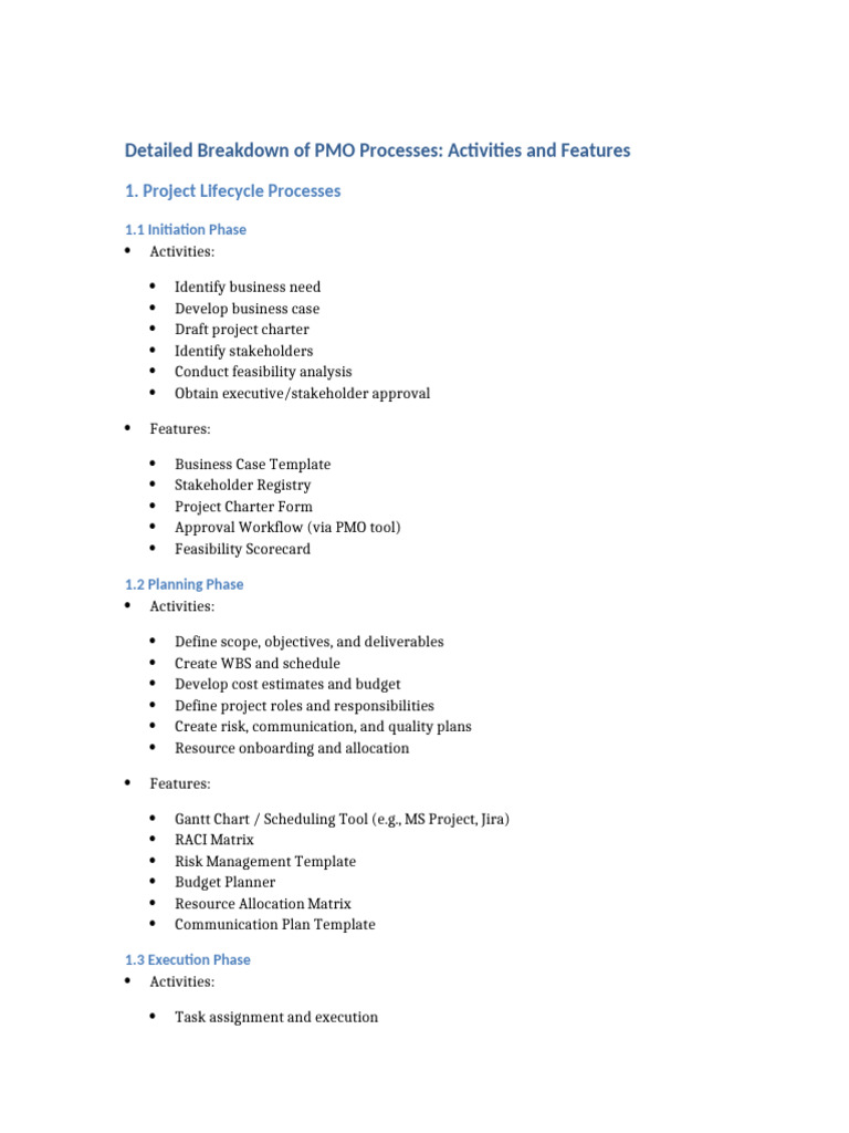 PMO_Process_Activities_and_Features | PDF | Business