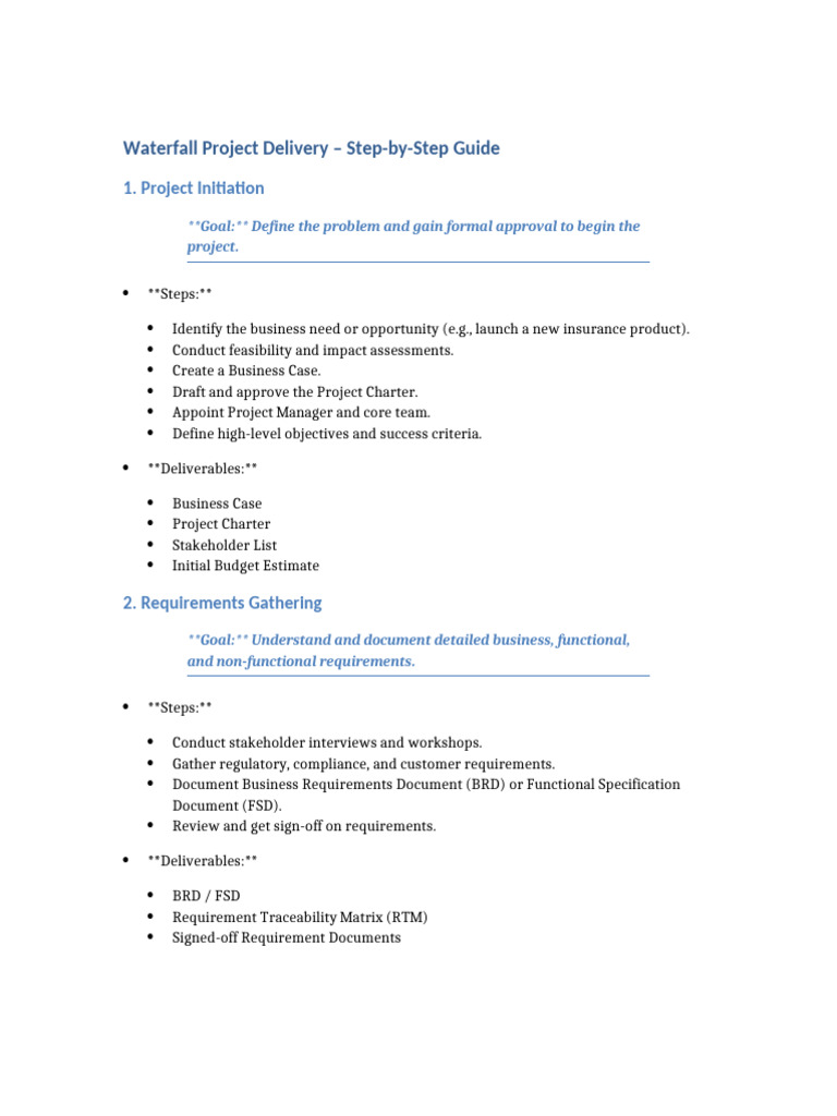 Waterfall Project Delivery Steps | PDF | Software Testing | Systems ...