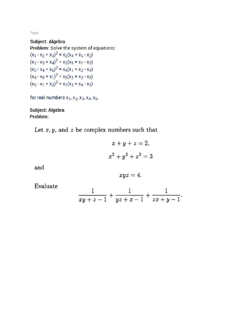 Algebra Questions | PDF