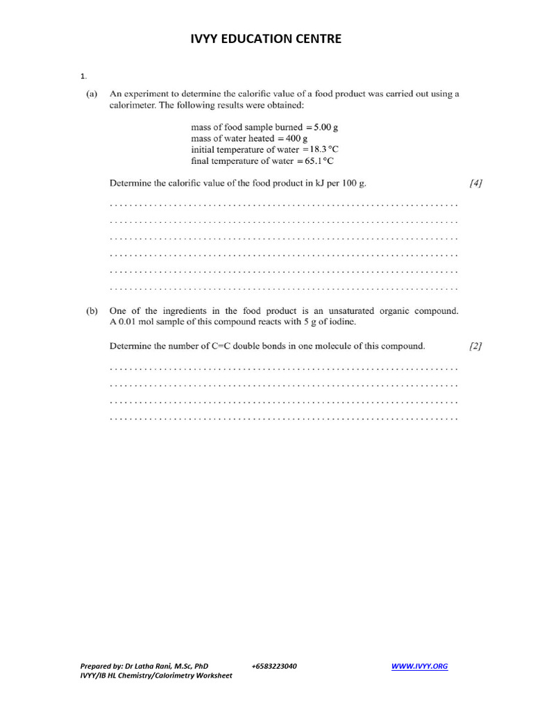 Calorimetry WS | PDF