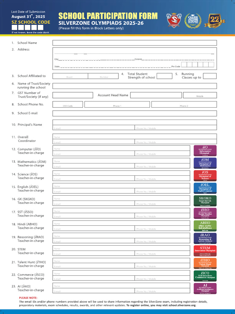 SilverZone Registration Form | PDF