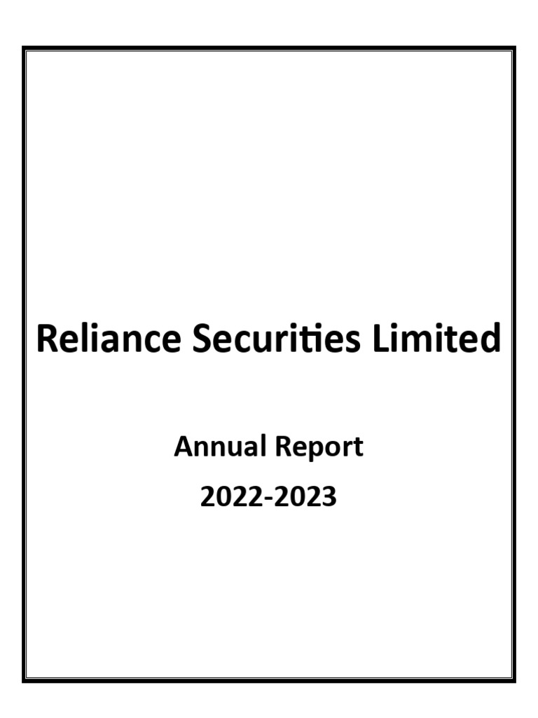 Reliance Securities Annual Report 2022-2023 | PDF | Corporate Social ...