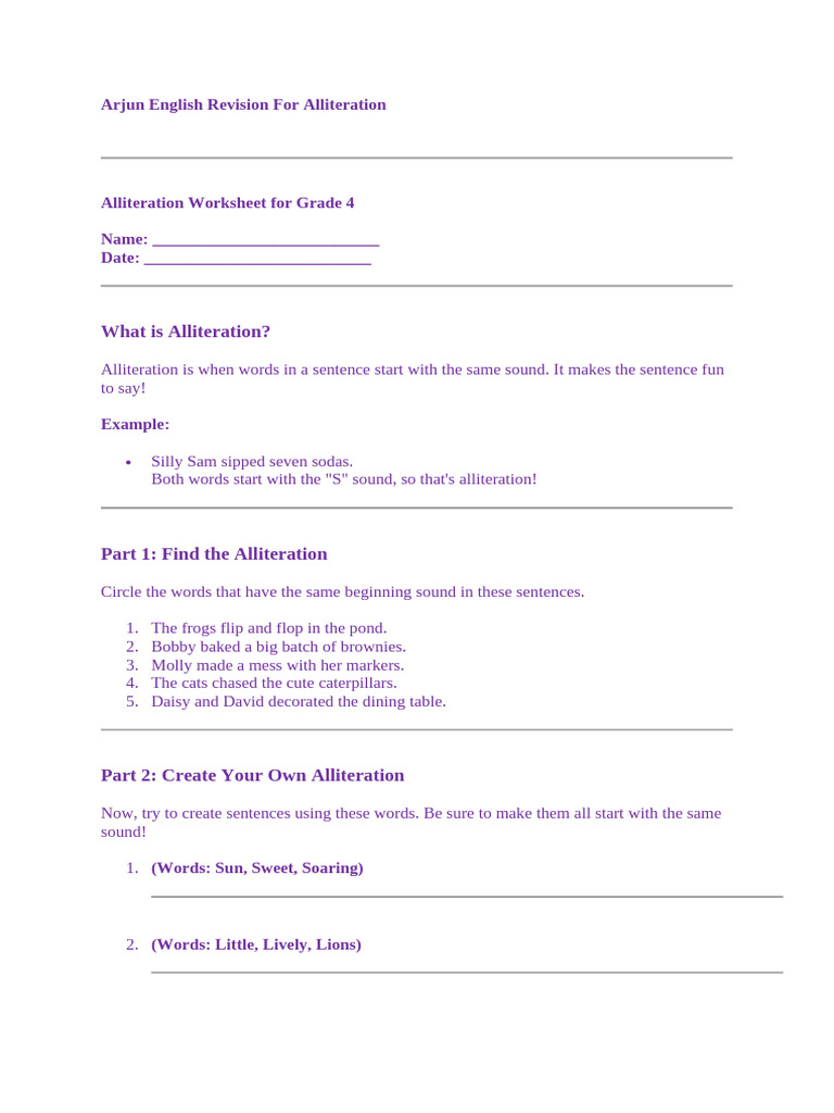 English Revision For Alliteration | PDF