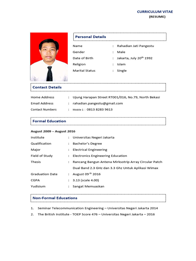 CV Rahadian Jati Pangestu - 2 | PDF | Personal Computers | Computing