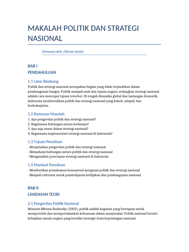 Politik dan Strategi Nasional Indonesia | PDF