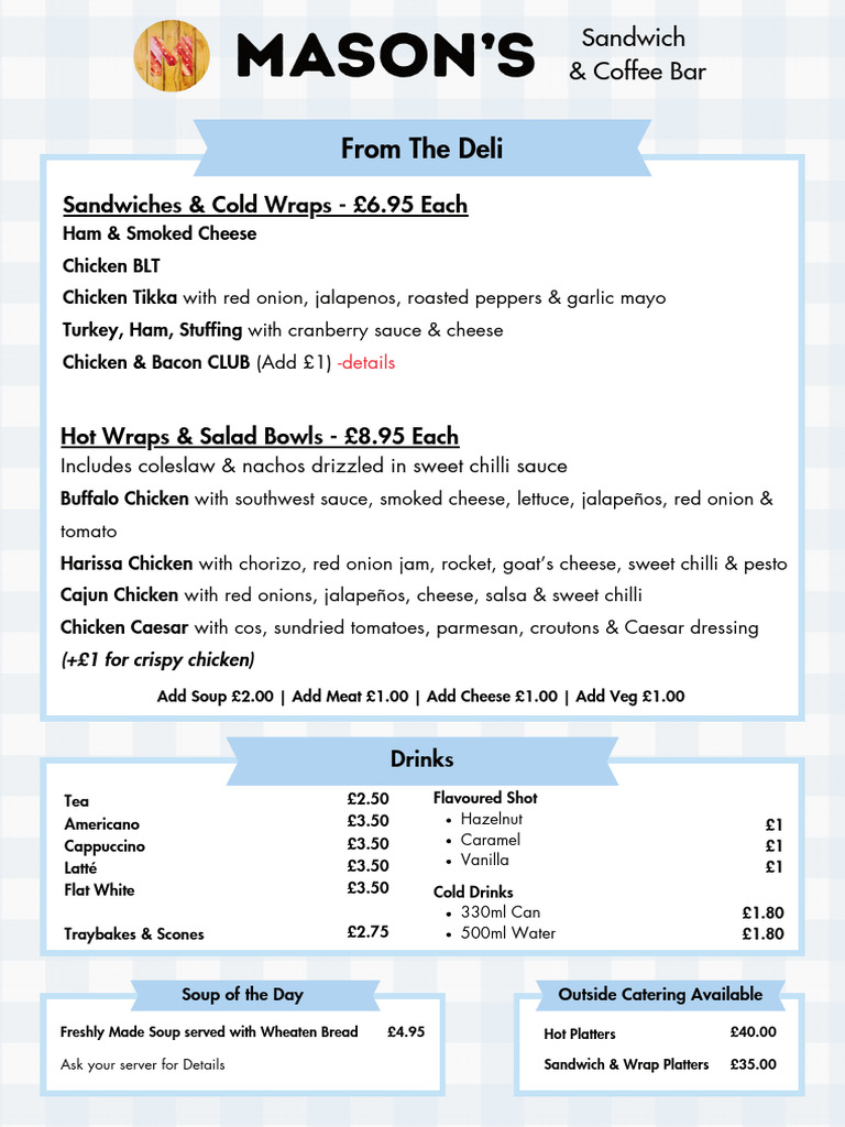 MASON's New Menu April 25 | PDF | Sausage | Bacon