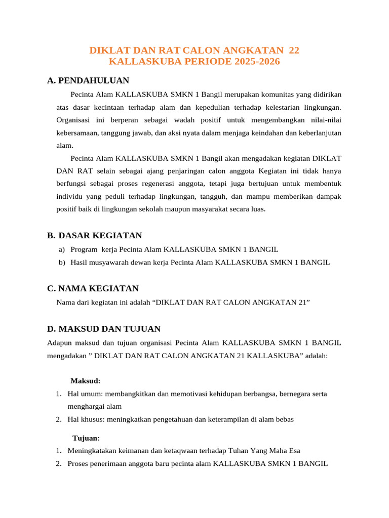 Diklat Dan Rat Angkatan 22 | PDF