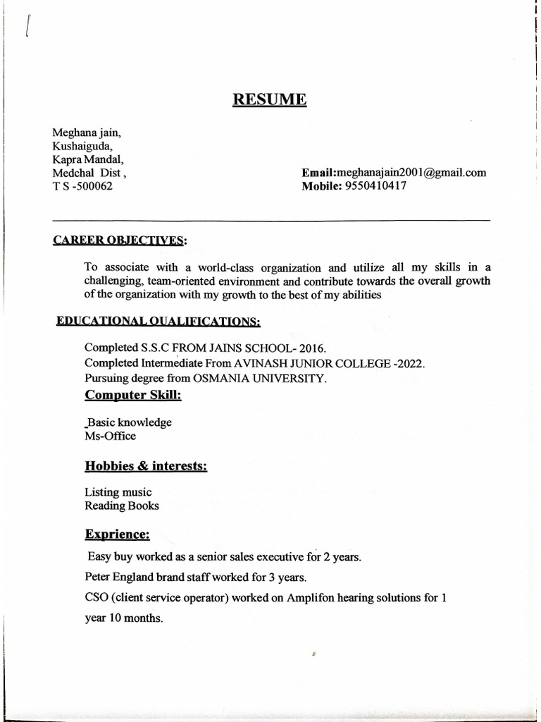 resume meghana | PDF