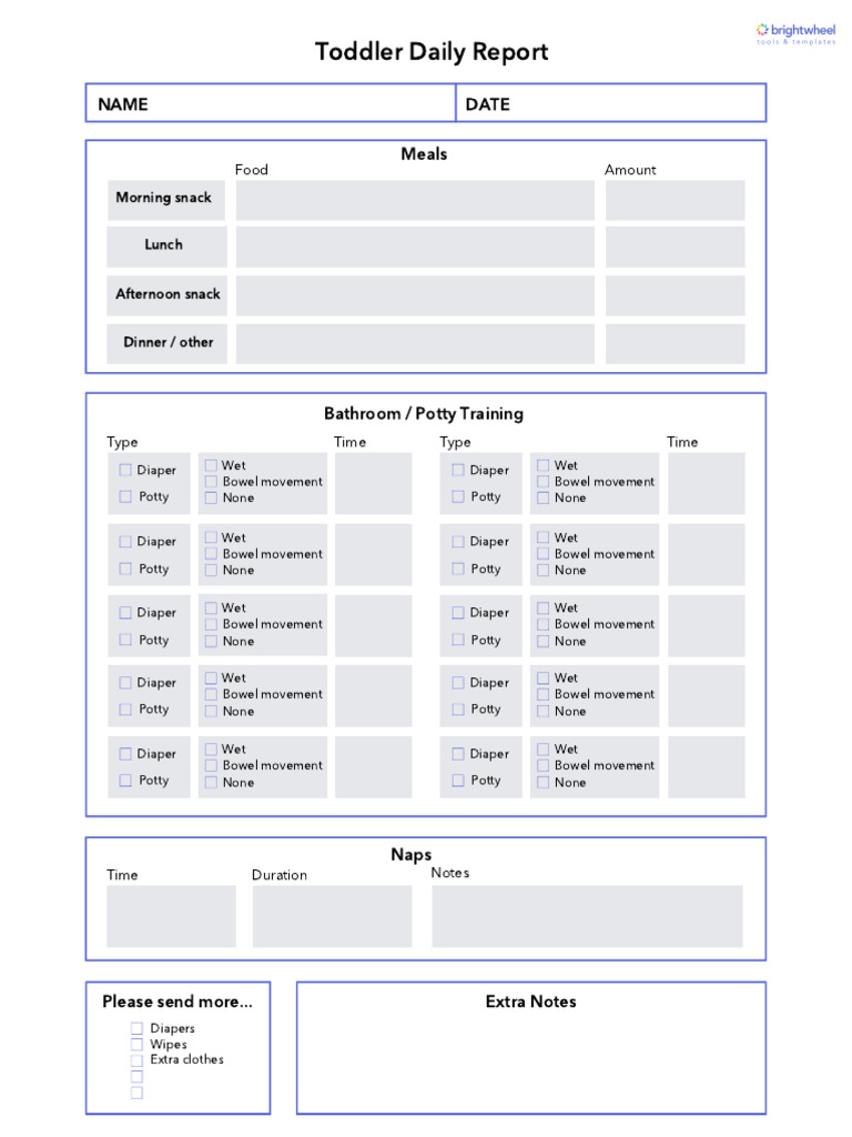 Toddler Daily Sheet - Brightwheel | PDF