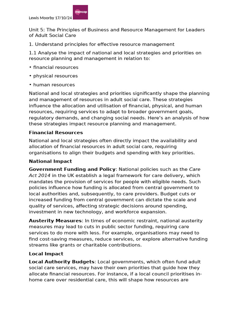 The Principles of Business and Resource Management For Leaders | PDF ...