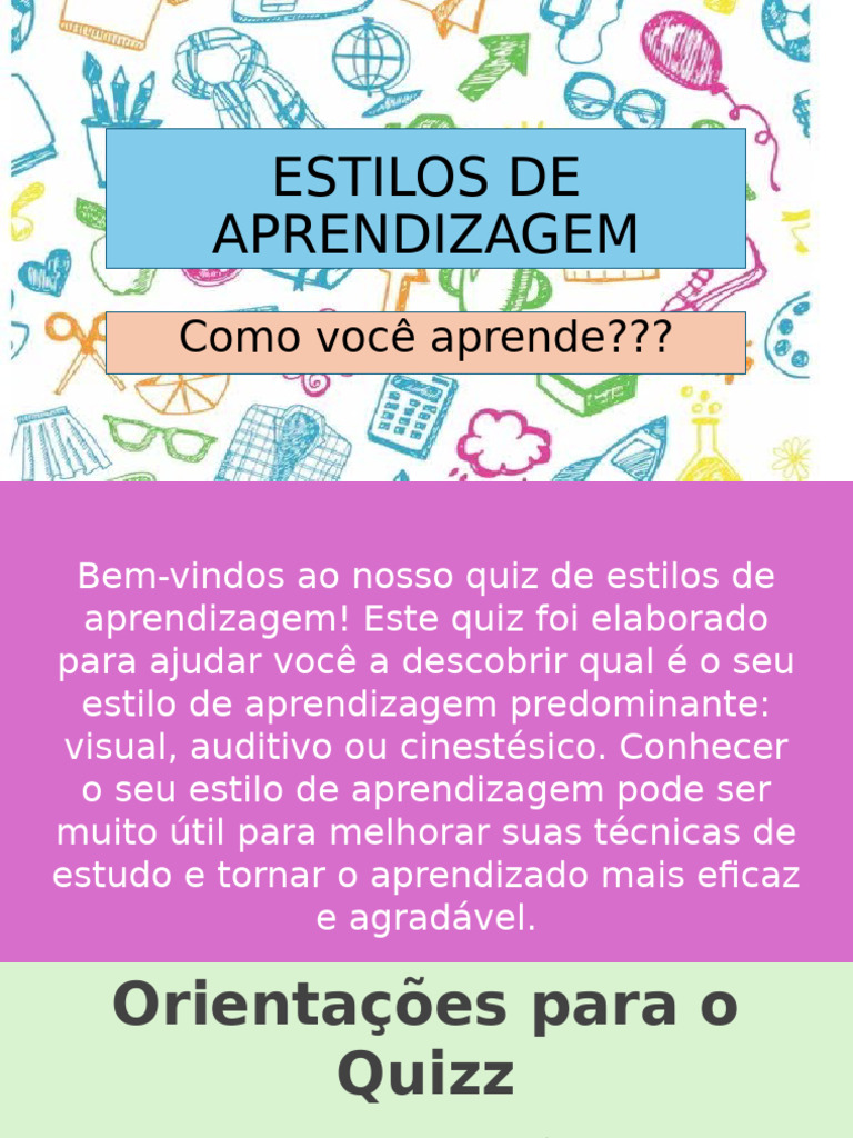 Estilos De Aprendizagem Pdf Estilos De Aprendizagem Aprendizado
