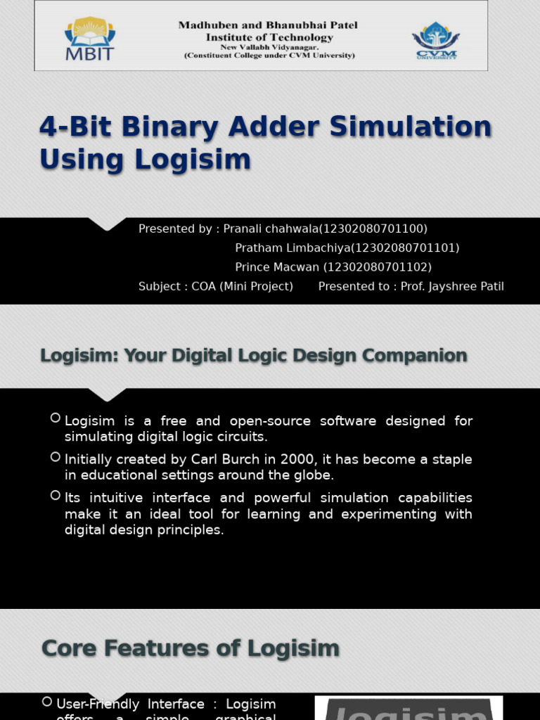 4-Bit Binary Adder Simulation Using Logisim | PDF