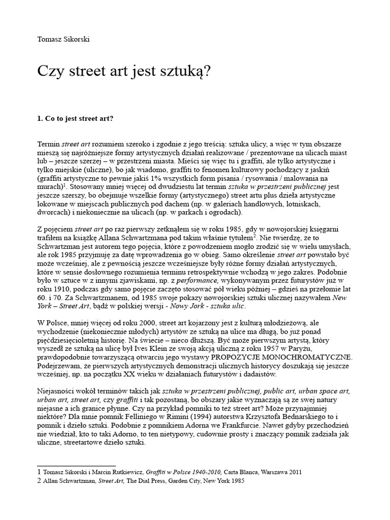 Czy Strret-Art Jest Sztuką PDF | PDF