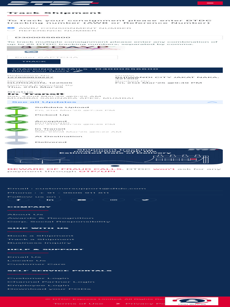 DTDC Shipment Tracking Guide | PDF