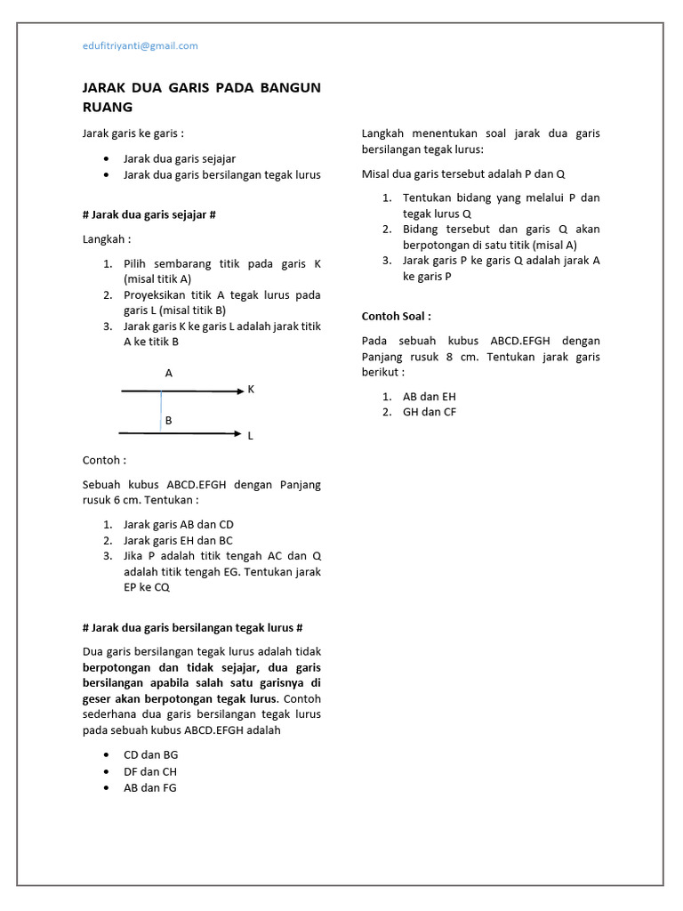 Jarak Garis Bersilangan Tegak Lurus | PDF