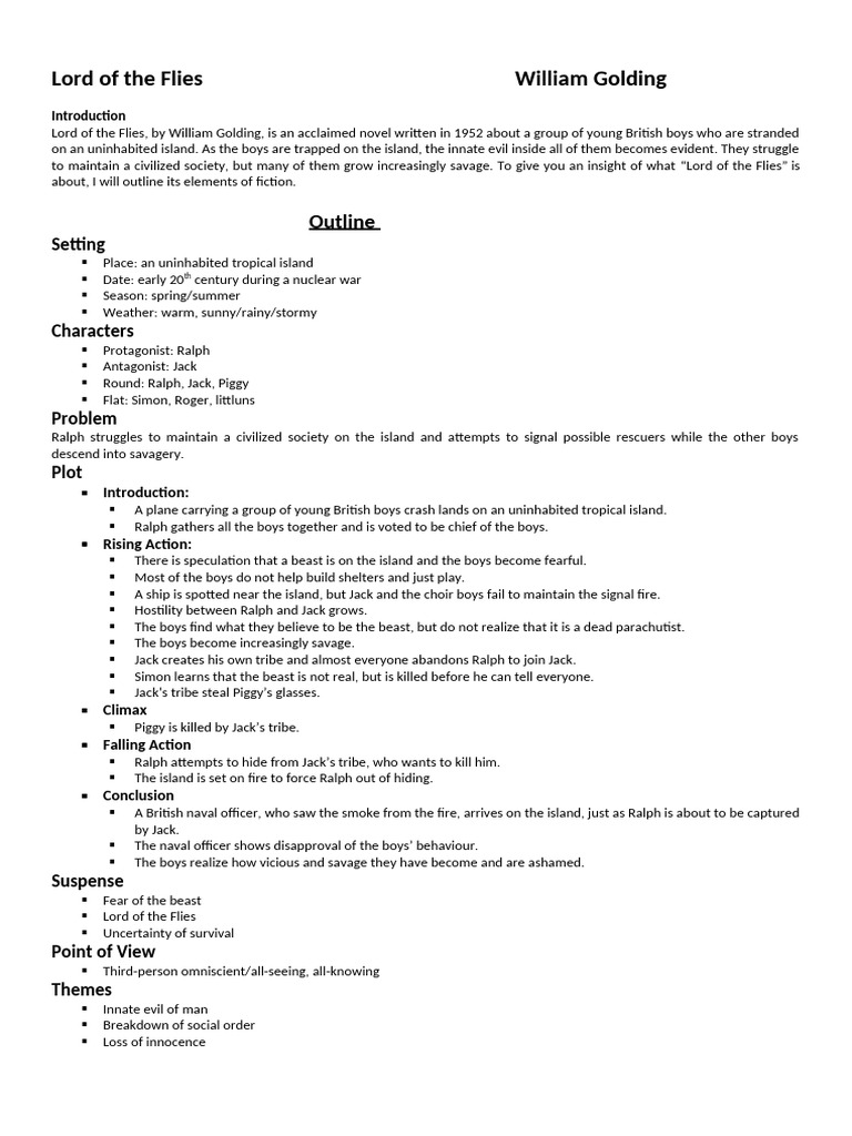 Lord of the Flies Overview and Analysis | PDF