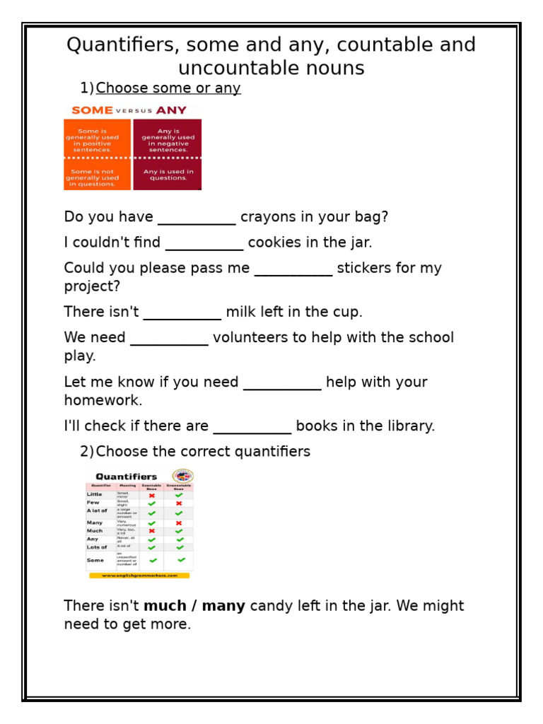 unit 3. some any and quantifiers practice | PDF | Noun