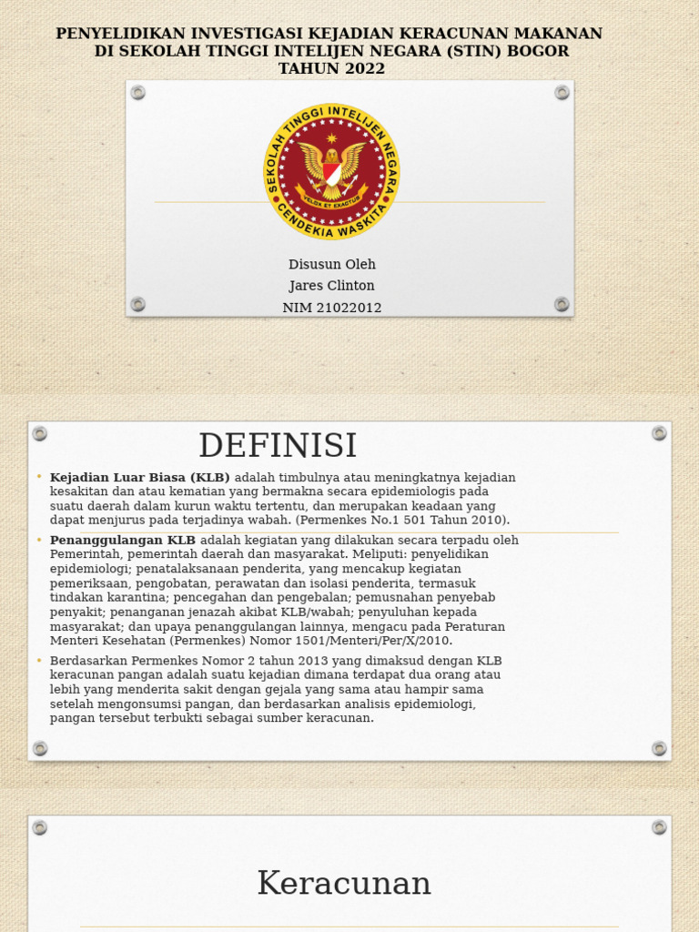Investigasi Keracunan Makanan di STIN | PDF