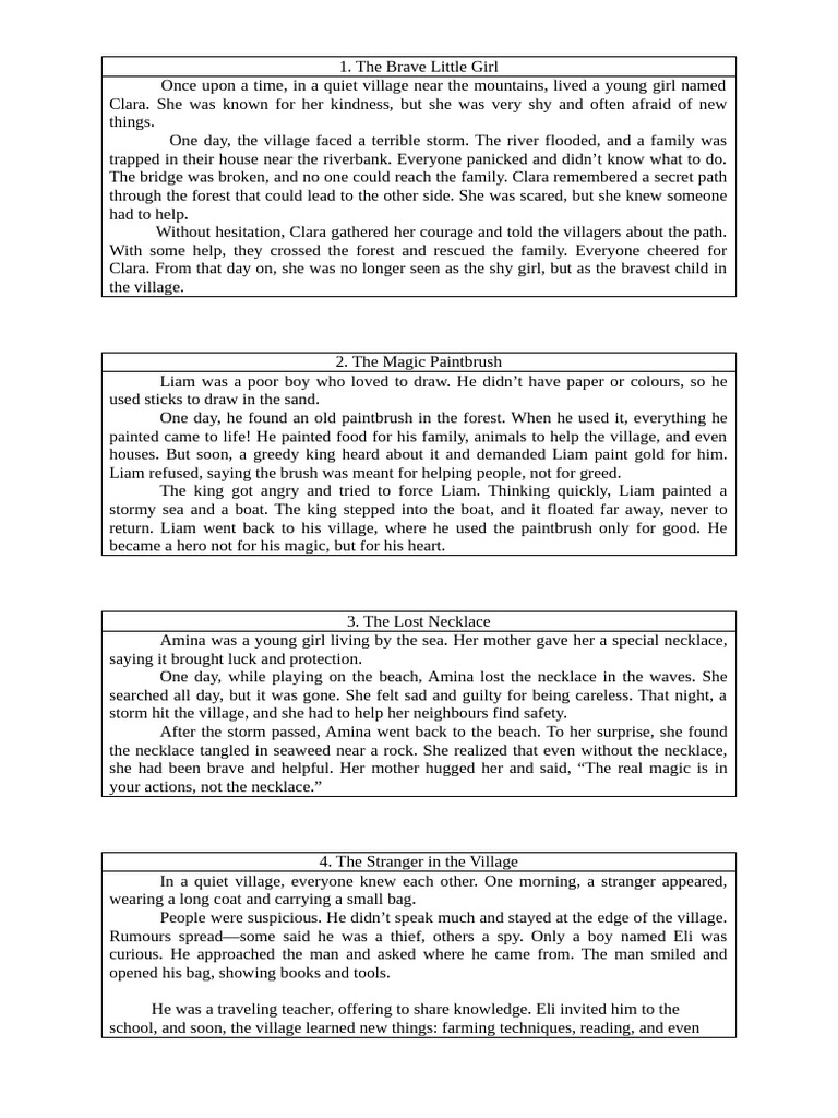 25 Short Narrative Text | PDF