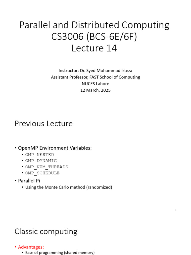 Lecture 14 PDC Bcs 6ef Smi Spring 2025 | PDF | Peer To Peer | Computer Network