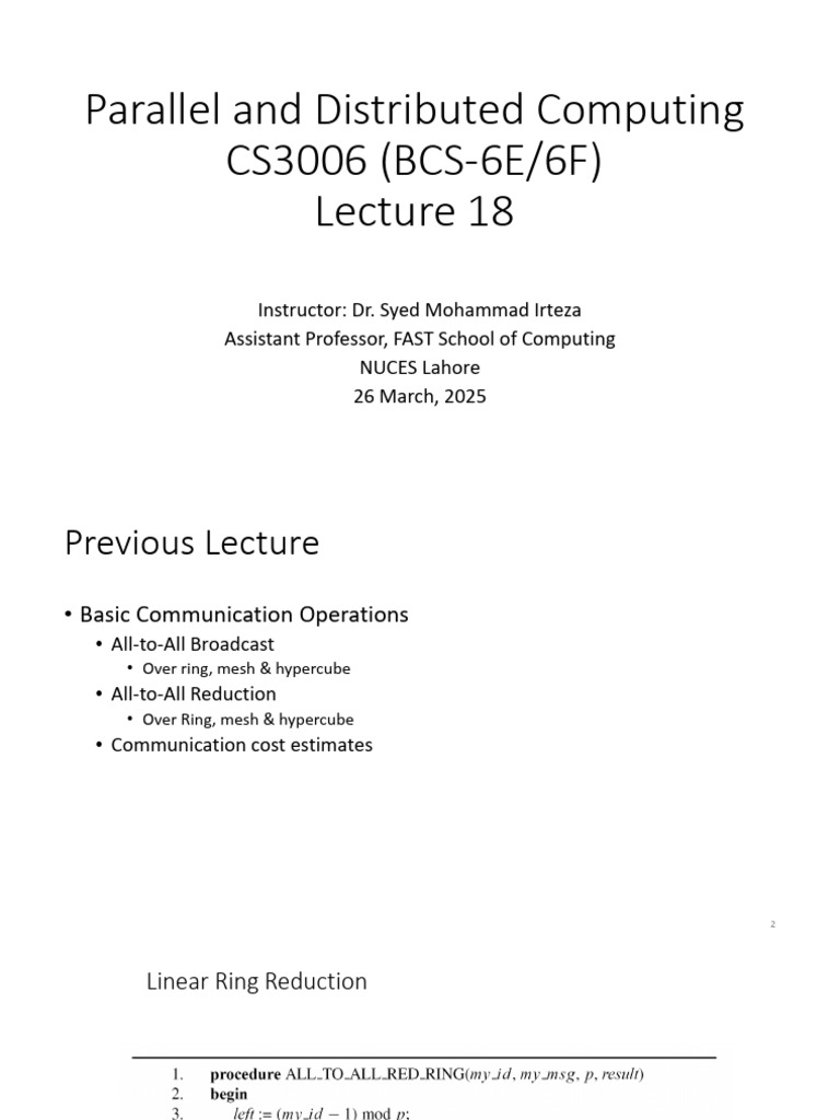 Lecture 18 PDC BCS 6EF SMI Spring 2025 | PDF | Concurrent Computing | Computing