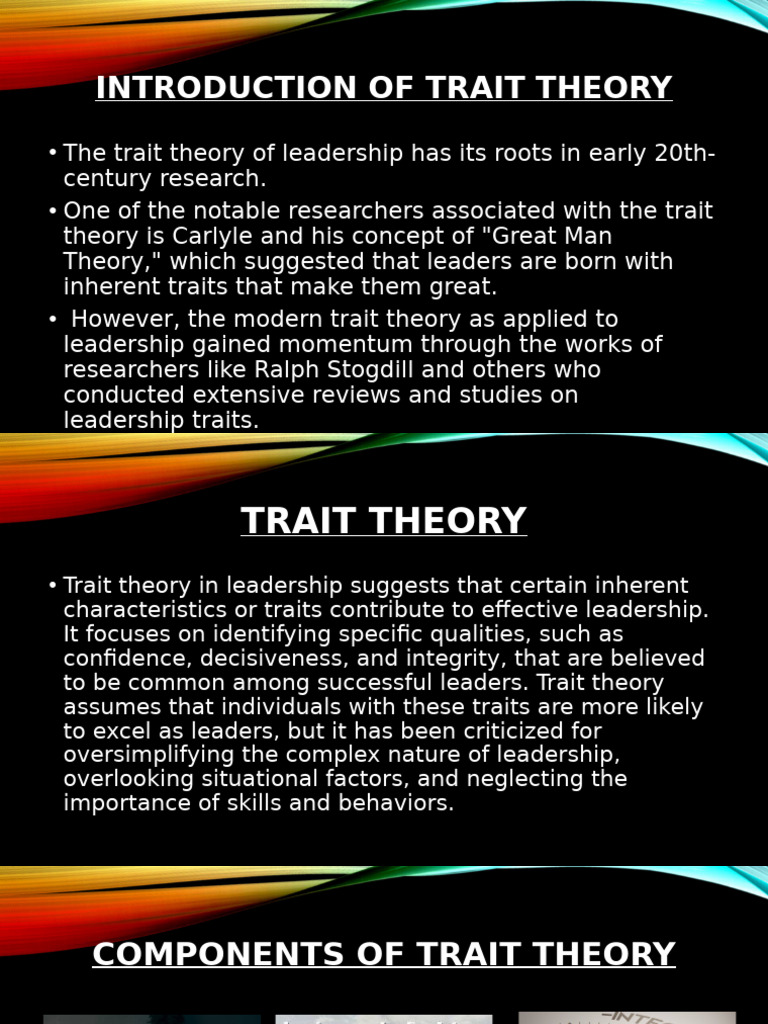 INTRODUCTION OF TRAIT THEORY | PDF | Leadership | Team Building