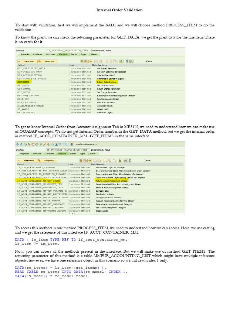 Internal Order Validation in ABAP | PDF