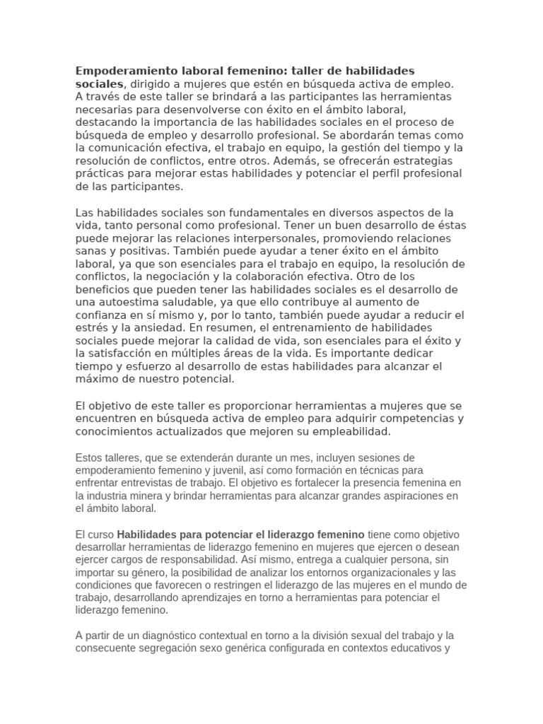 Empoderamiento Laboral Femenino | PDF | Liderazgo | Empoderamiento