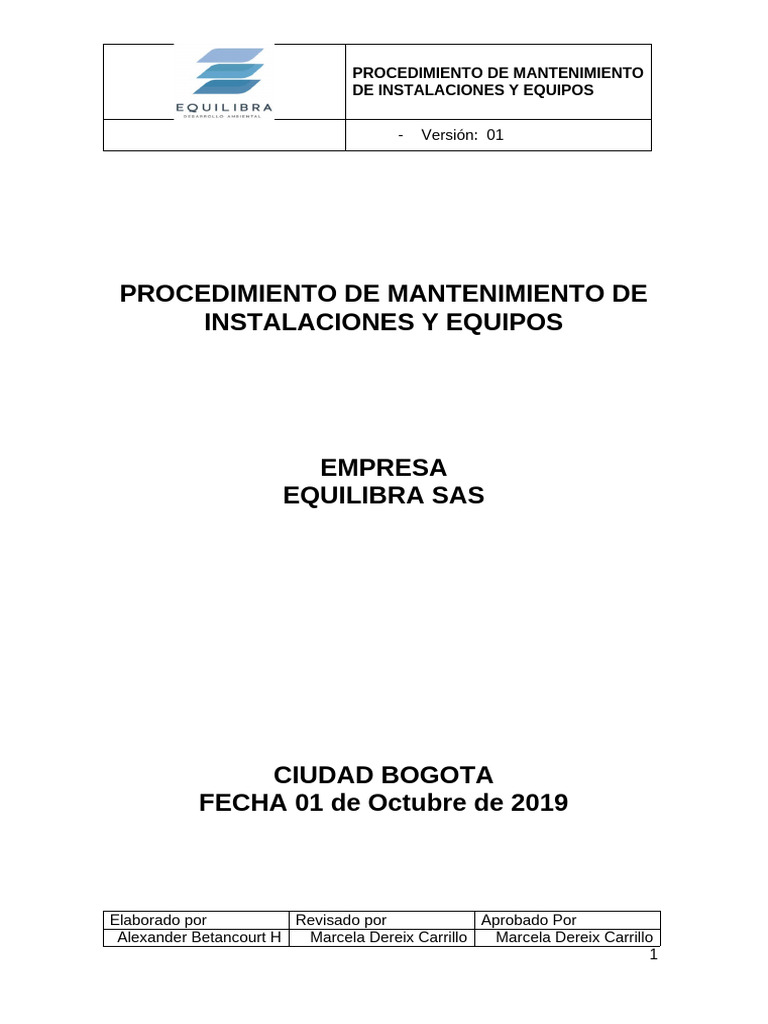 Anexo 16 Procedimiento de Mantenimiento de Instalaciones y Equipos | PDF