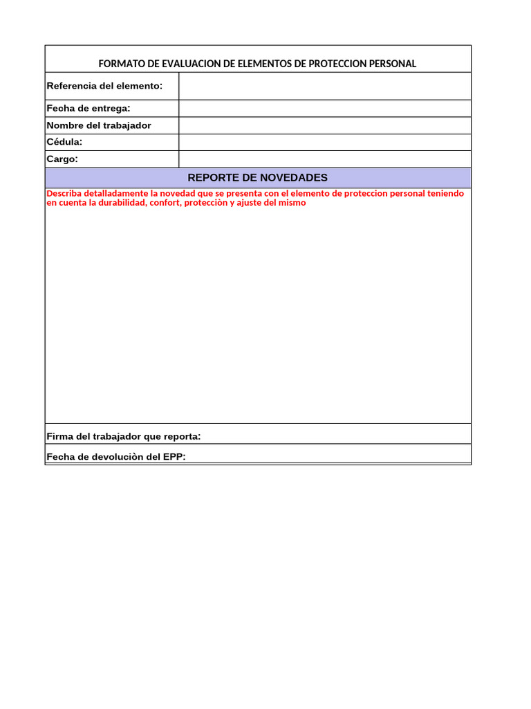 Anexo 16 Formato de Evaluaciขn de EPP | PDF