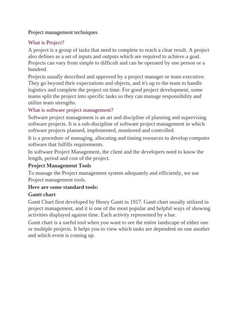 Essential Project Management Techniques | PDF | Project Management ...