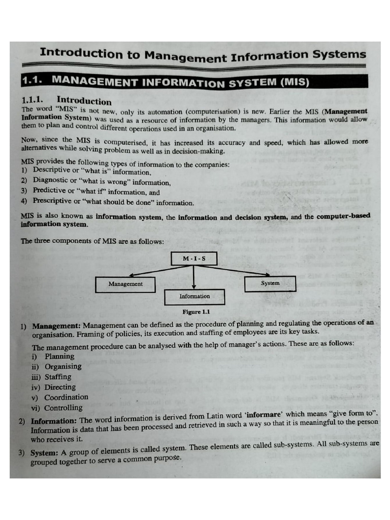 MIS Unit-1 Part-1 Notes | PDF