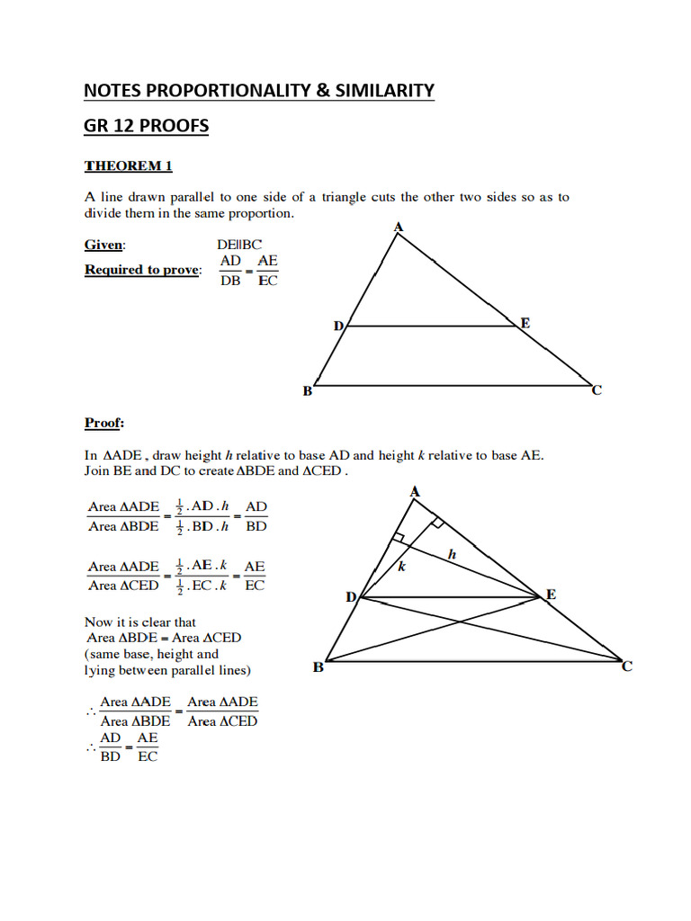 Proportionality & Similarity Theorems | PDF