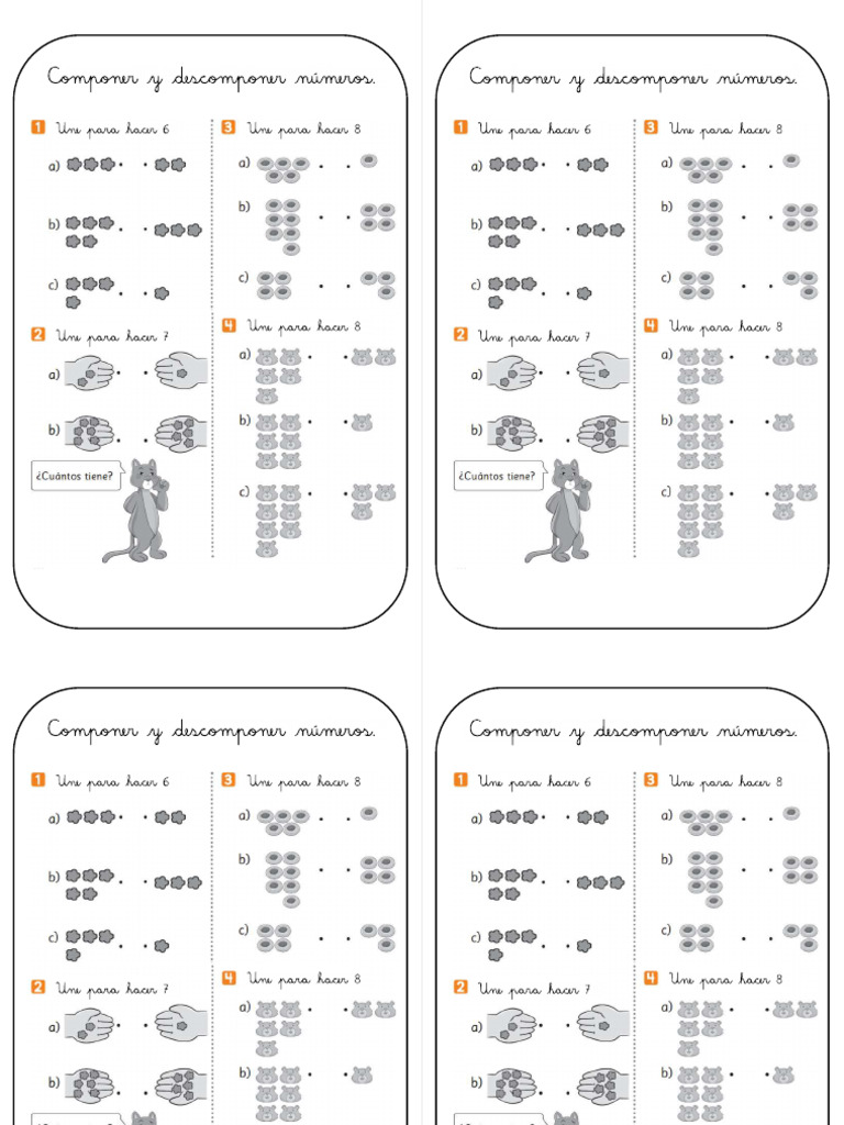 Ficha Matemática Componer y Descomponer | PDF