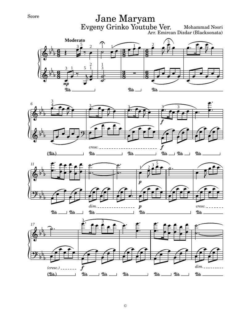 Jane Maryam: Evgeny Grinko's Score | PDF