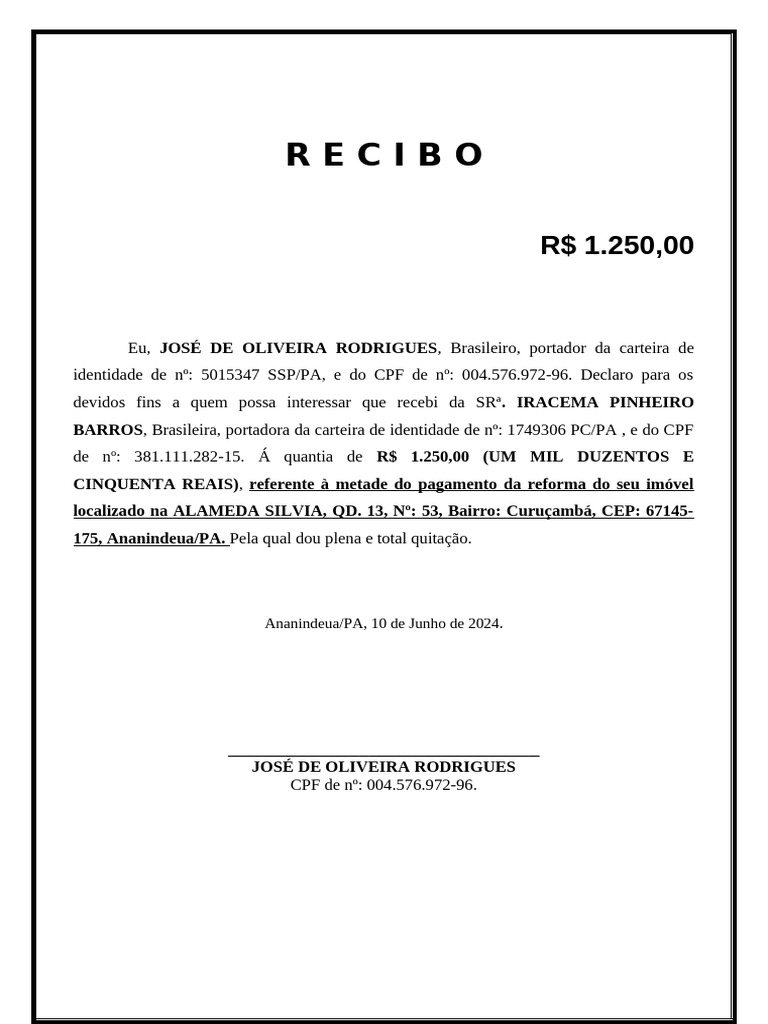 Recibo Simples | PDF