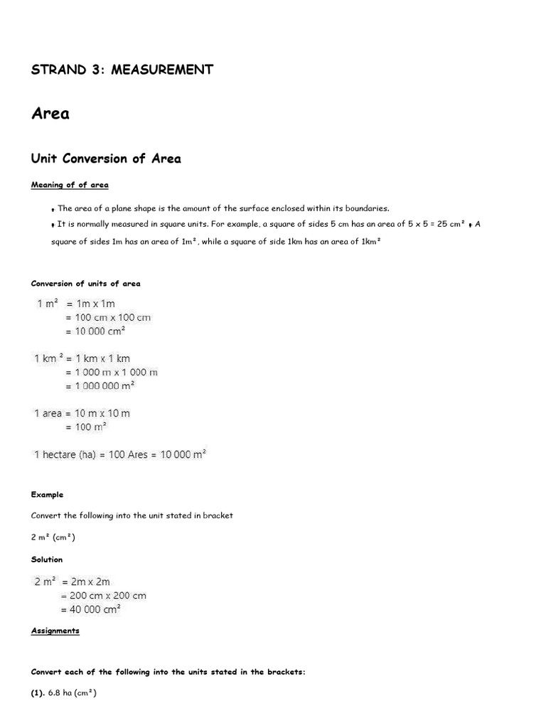Grade 9 Rationalized Mathematics Notes On Measurements Strand 3 | PDF ...