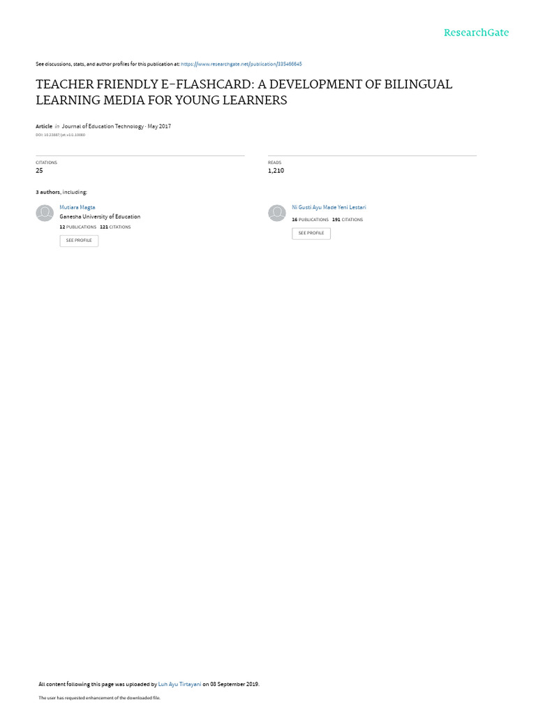 Teacher Friendly E-Flashcard A Development of Bili | PDF | Language ...