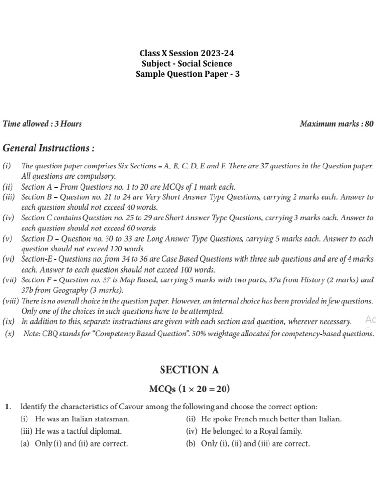 Social Science - SQP 3 | PDF