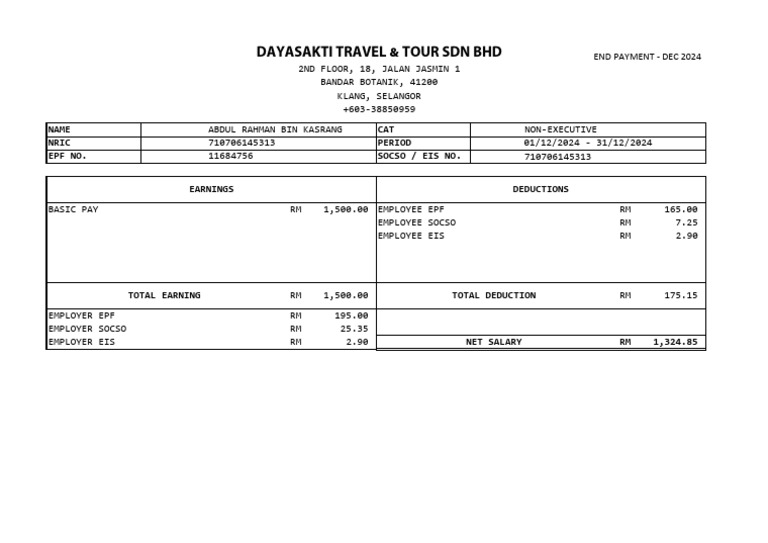 Payslip - Basic - Dec 24 | PDF