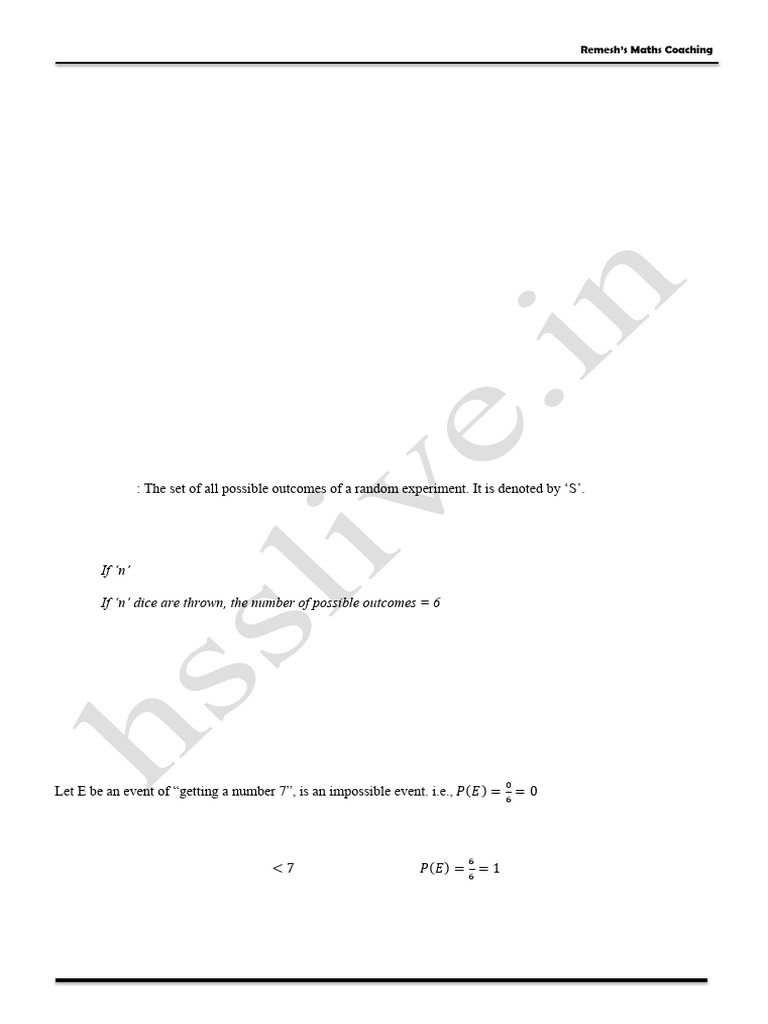 Hsslive - Xi - Maths - CH16 PROBABILITY | PDF | Applied Mathematics | Mathematics