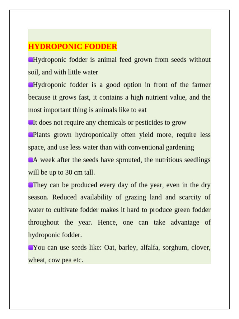HYDROPONIC FODDER Poster 20 | PDF