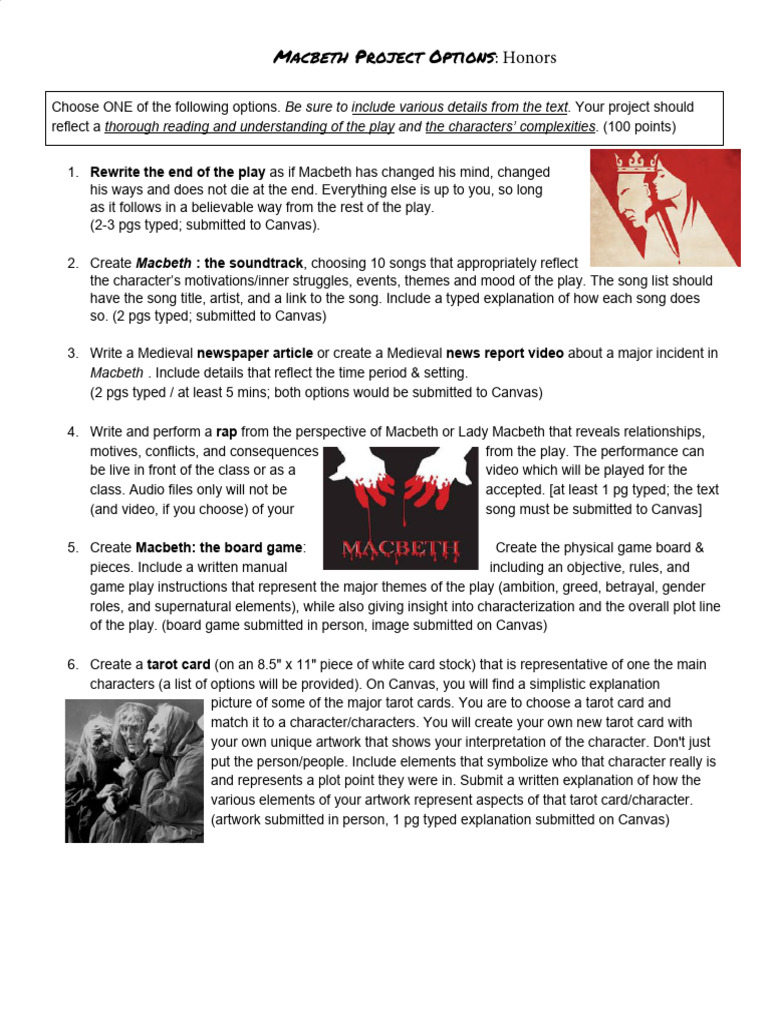 Macbeth Project Options Overview | PDF