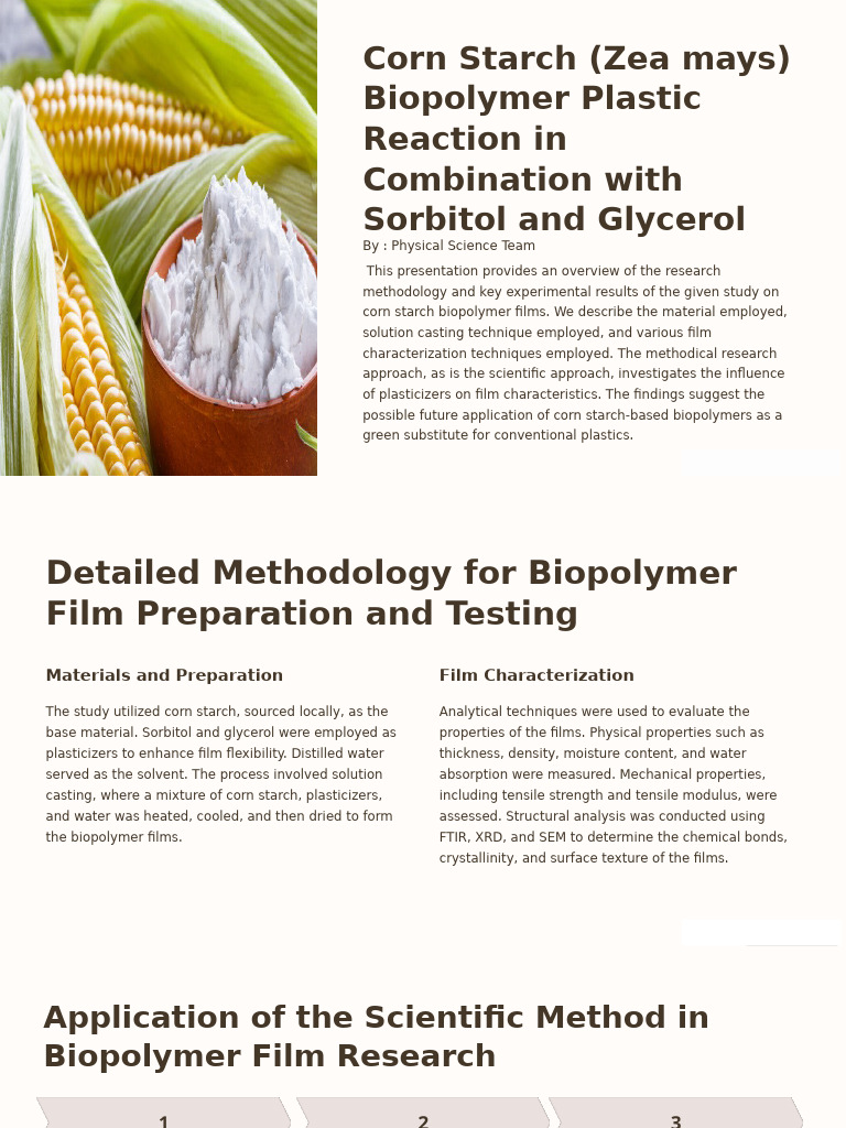 Corn Starch Zea Mays Biopolymer Plastic Reaction in Combination With ...