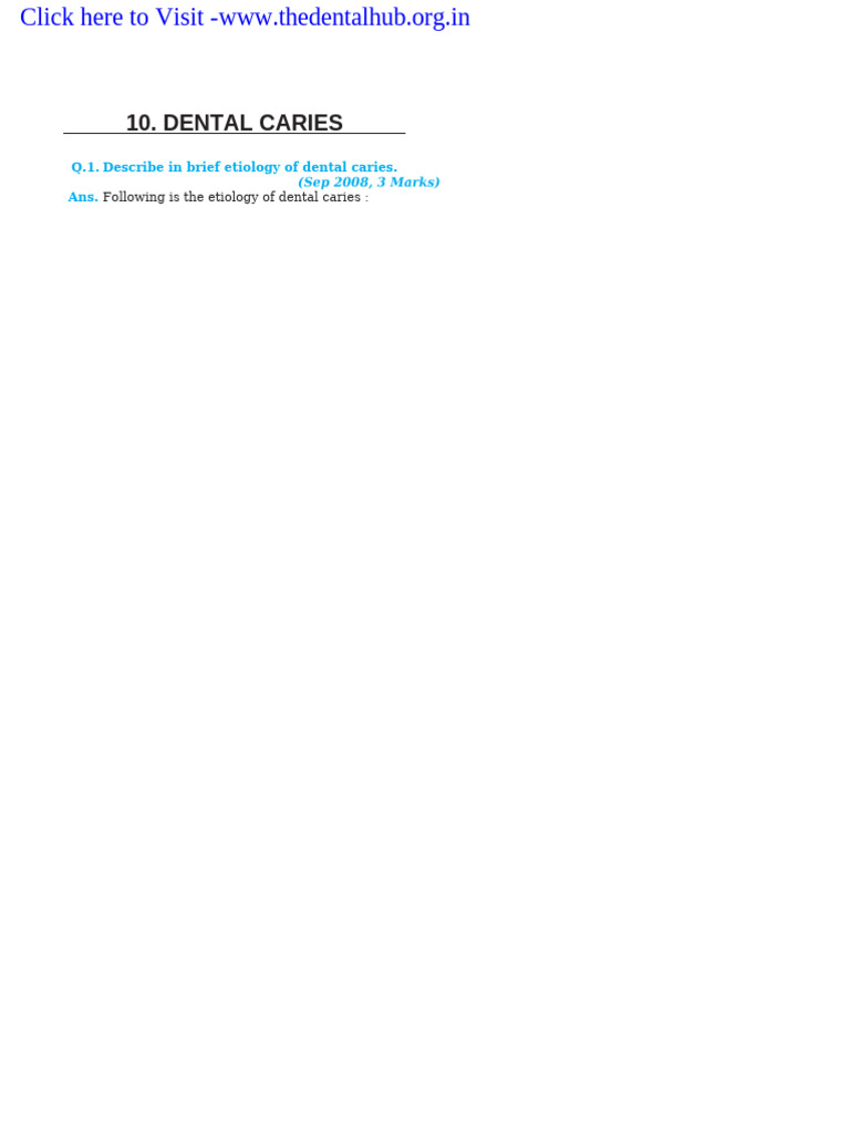 Dental Caries Etiology and Theories | PDF | Tooth Enamel | Human Tooth