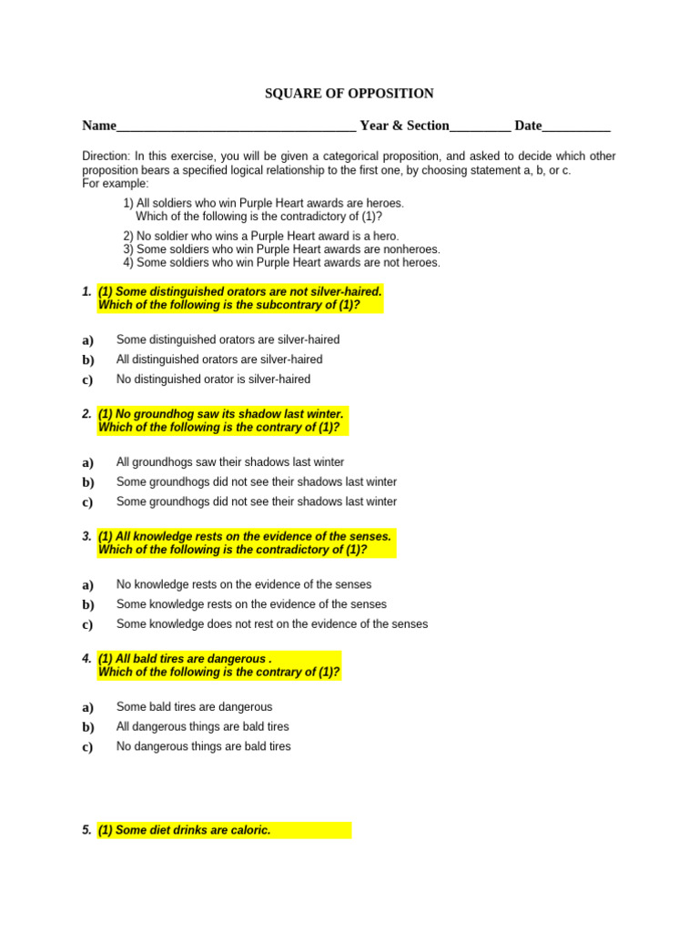 LOG101 PT No. 4 - Square of Opposition (20250307151029) | PDF ...
