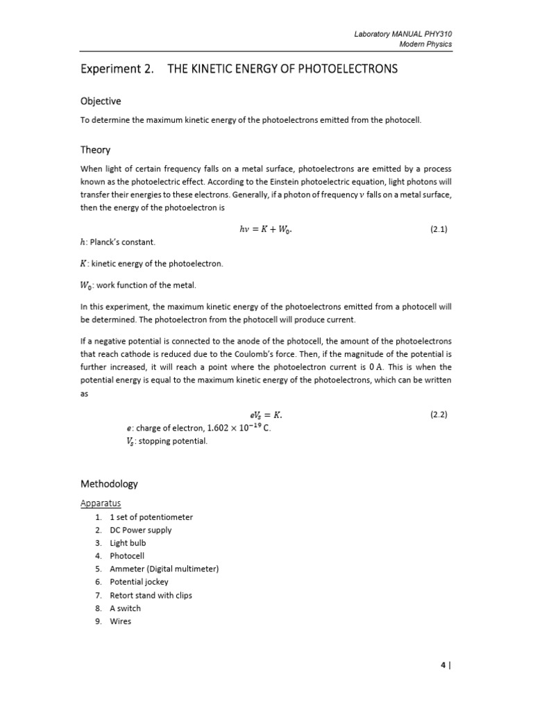 Phy310 Exp2 | PDF | Photoelectric Effect | Electricity