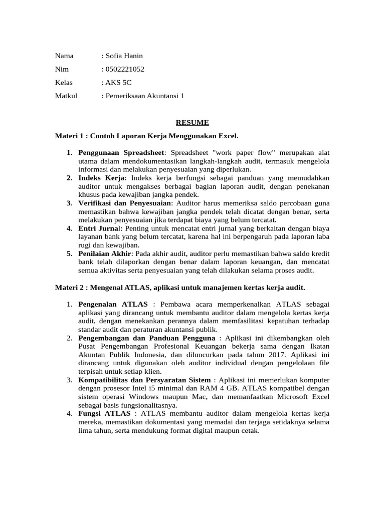 Resume 6 PAK - Sofia Hanin (0502221052) - AKS 5C | PDF