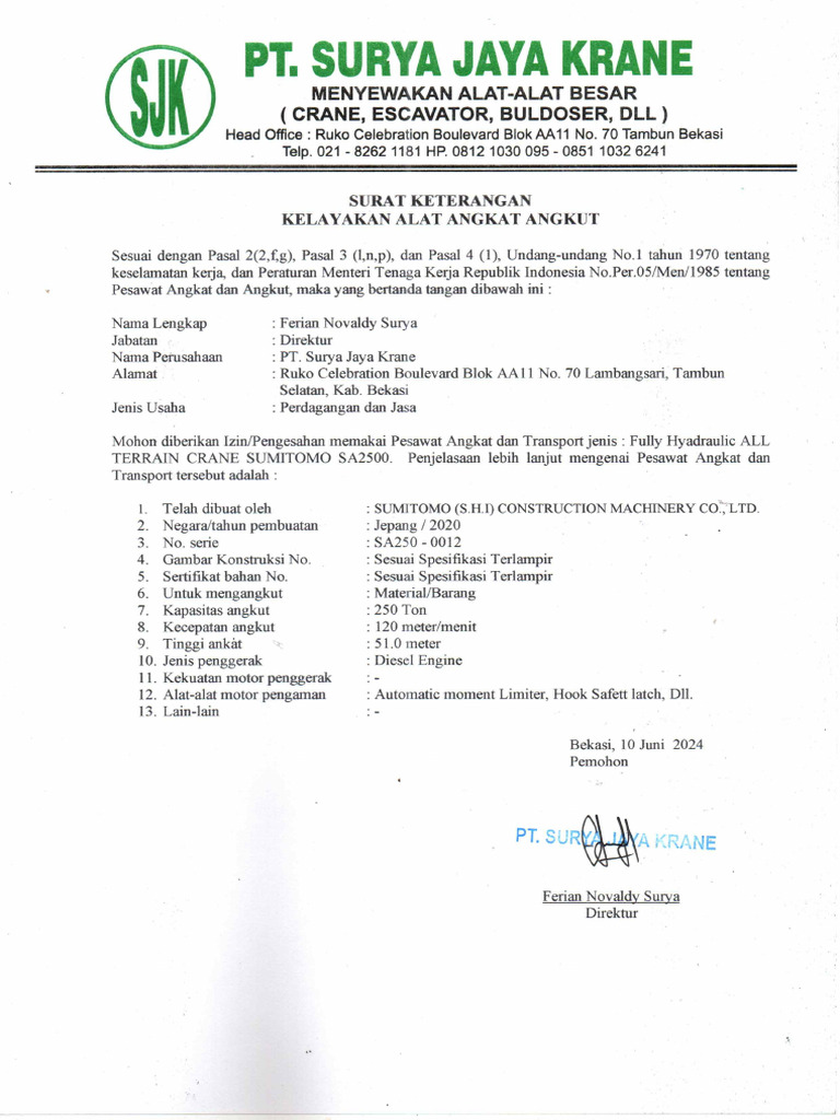 Crane Mobile 250 Ton - Sumitomo SA2500 | PDF